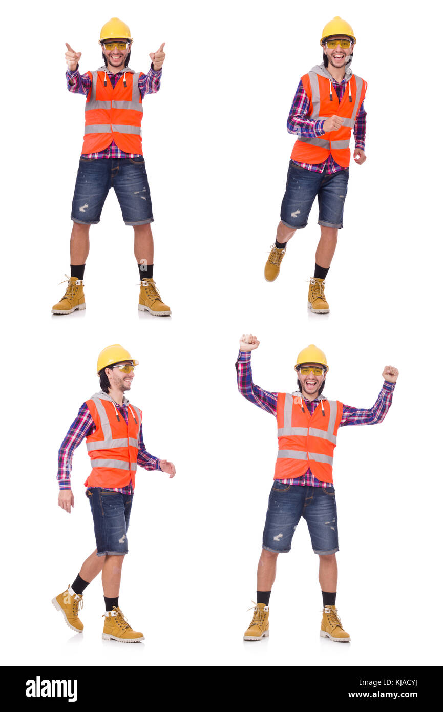 Funny engineer isolated on the white white Stock Photo - Alamy