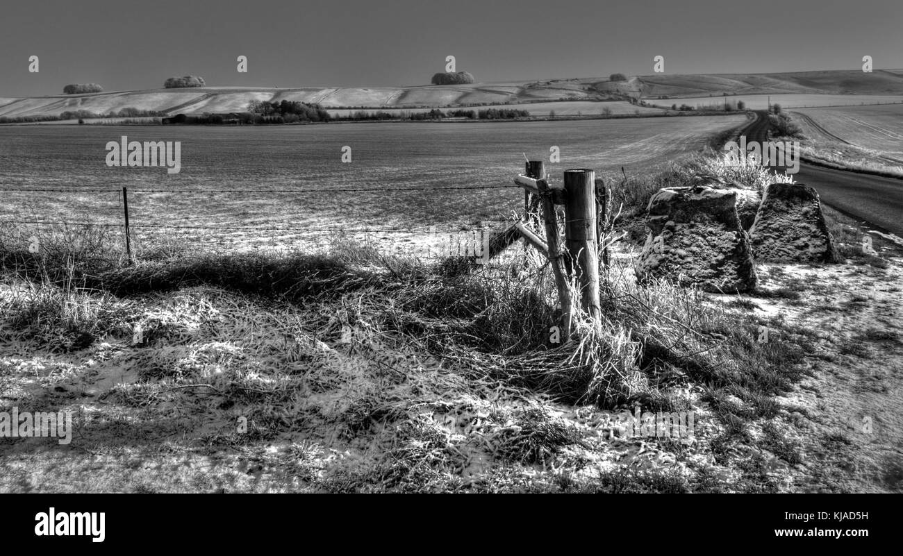 Snowfall over Hackpen Hill and the Ridgeway. (Processed as an HDR image ...