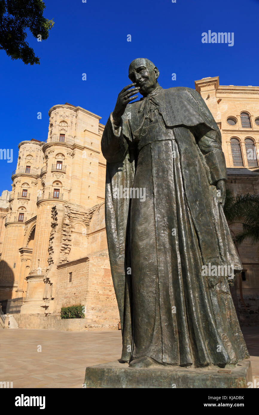 Cardinal Herrera Oria Statue, Cathedral, Malaga City, Andalusia, Spain ...