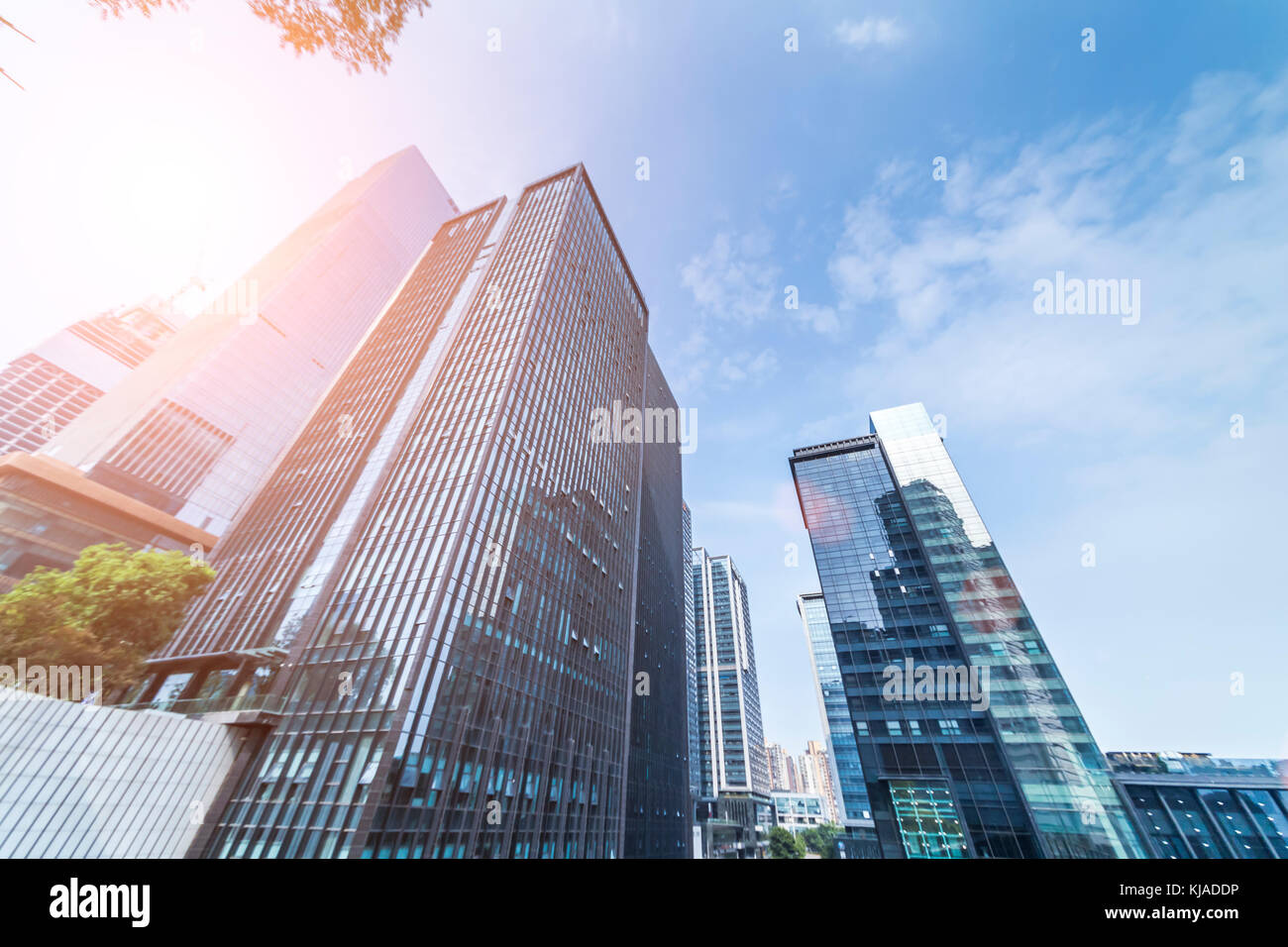 Bottom view of office building window close up Stock Photo - Alamy