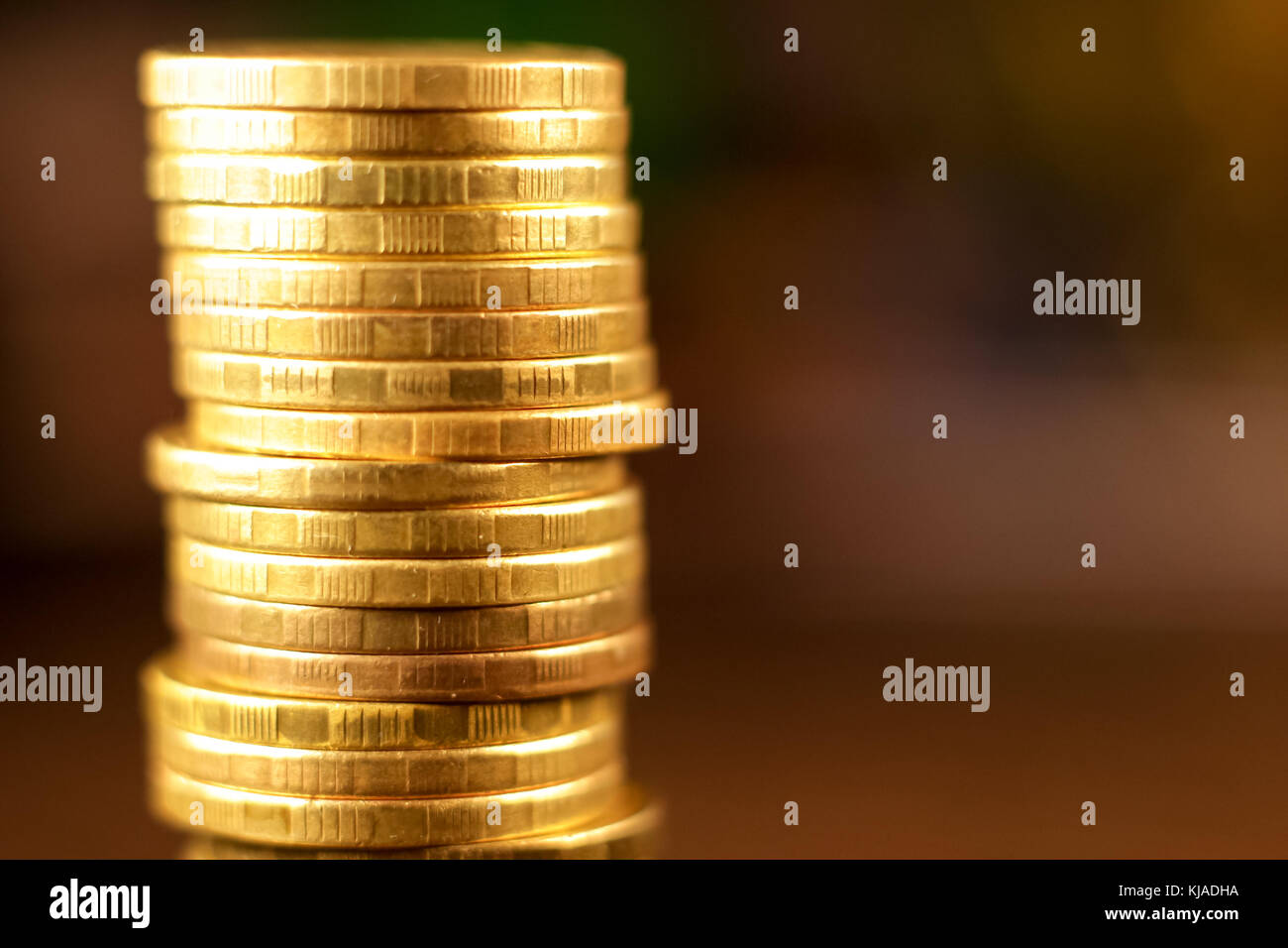 Golden russian ruble coins pile. Russian currency. Financial concept ...