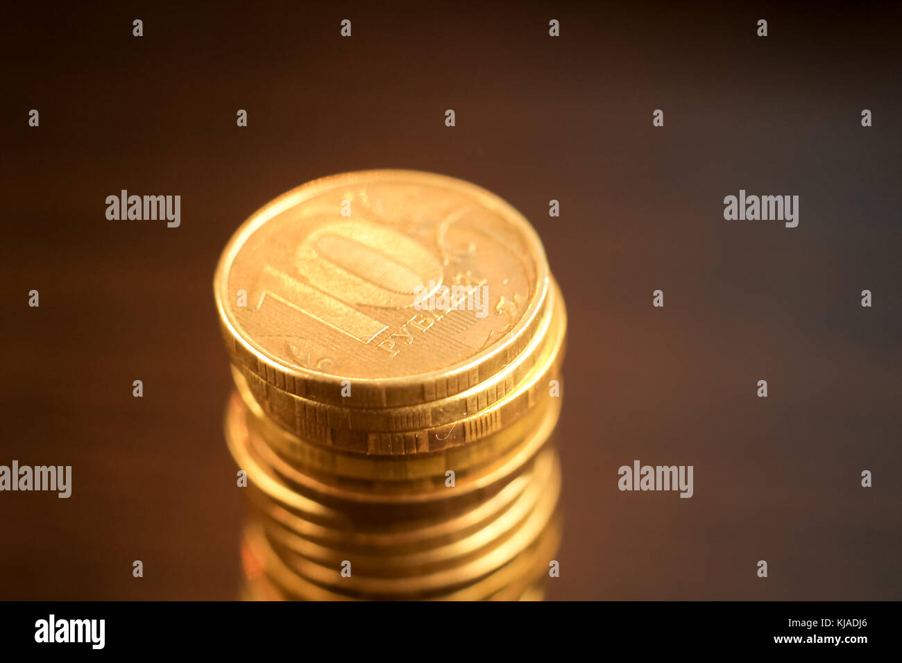 Golden russian ruble coins pile. Russian currency. Financial concept ...