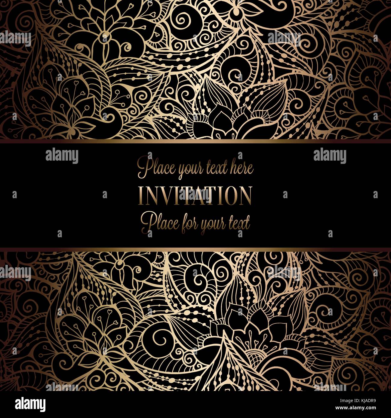 Vintage baroque Wedding Invitation template with damask background ...
