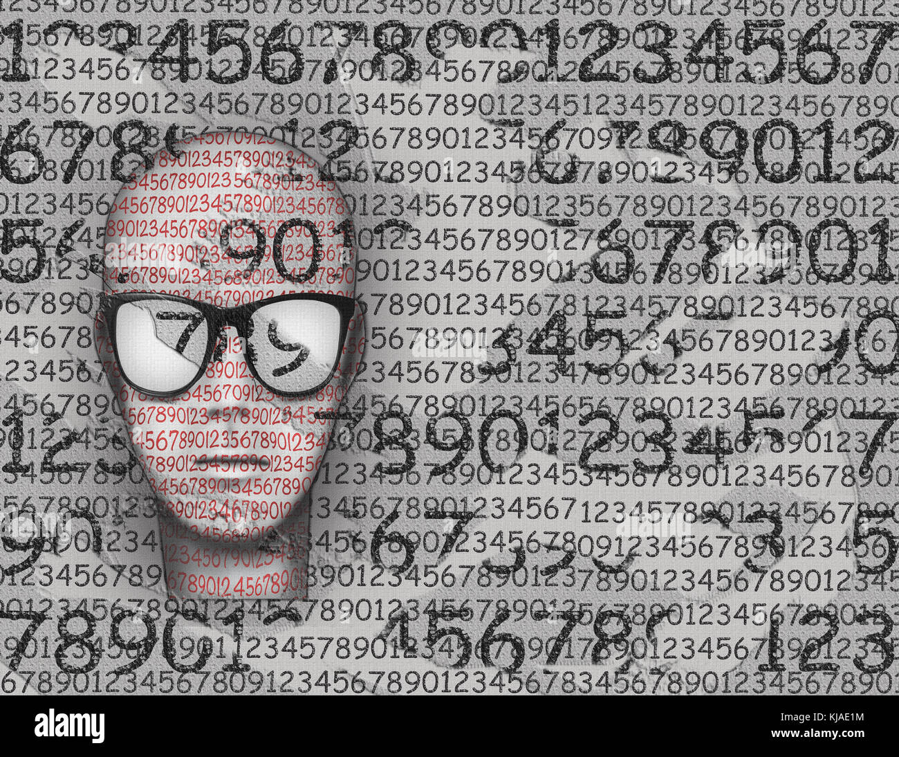 Graphic illustration representing the head of a stylized person with ...
