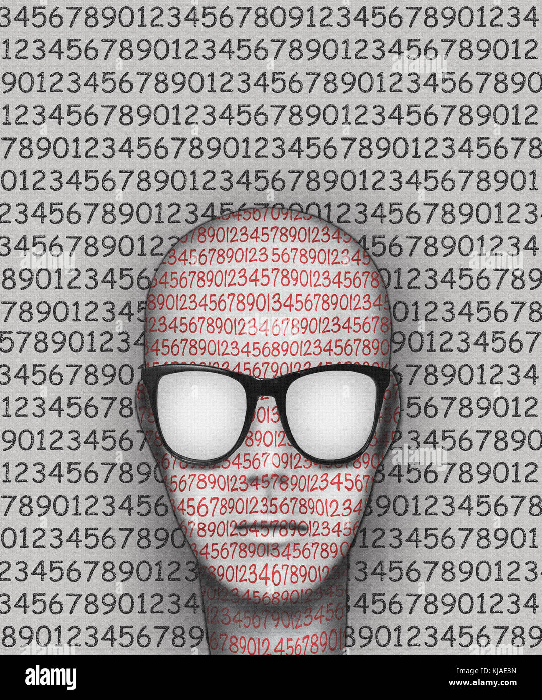 Graphic illustration representing the head of a stylized person with ...