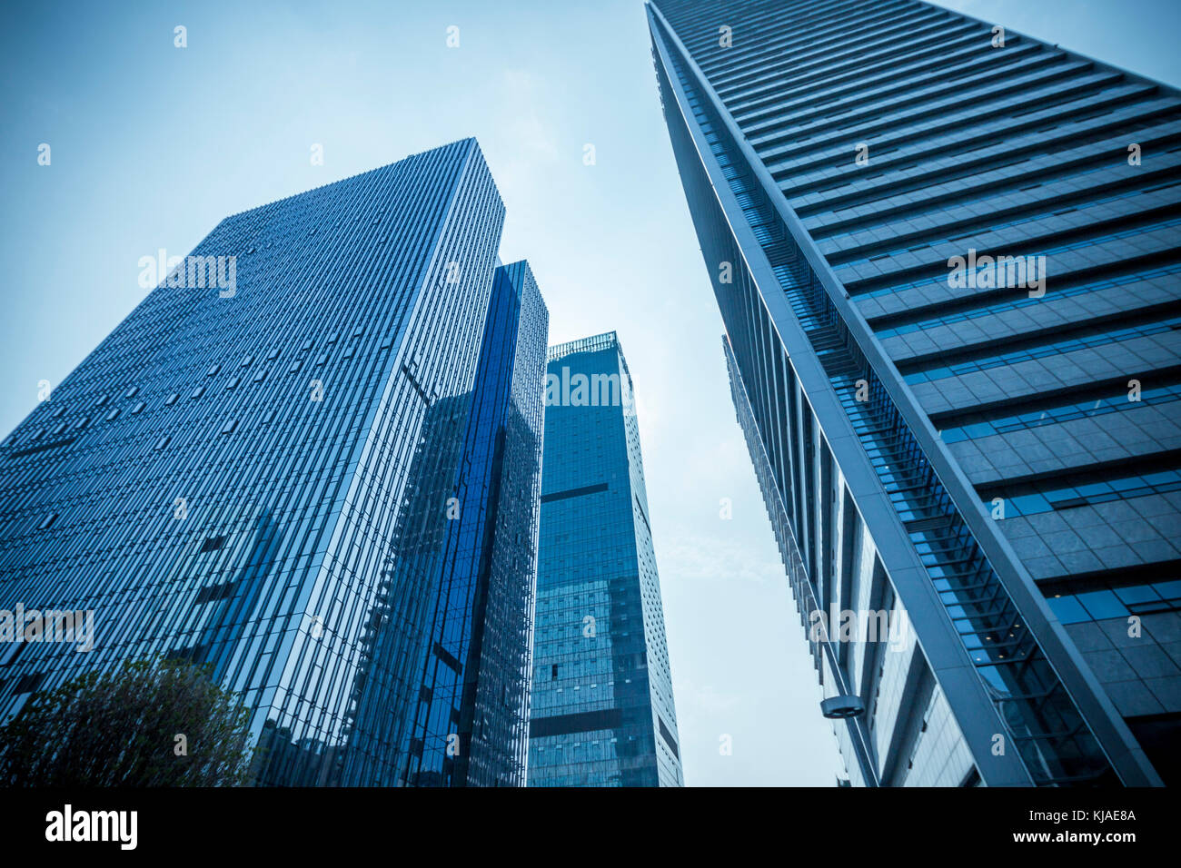 Bottom view of office building window close up Stock Photo - Alamy