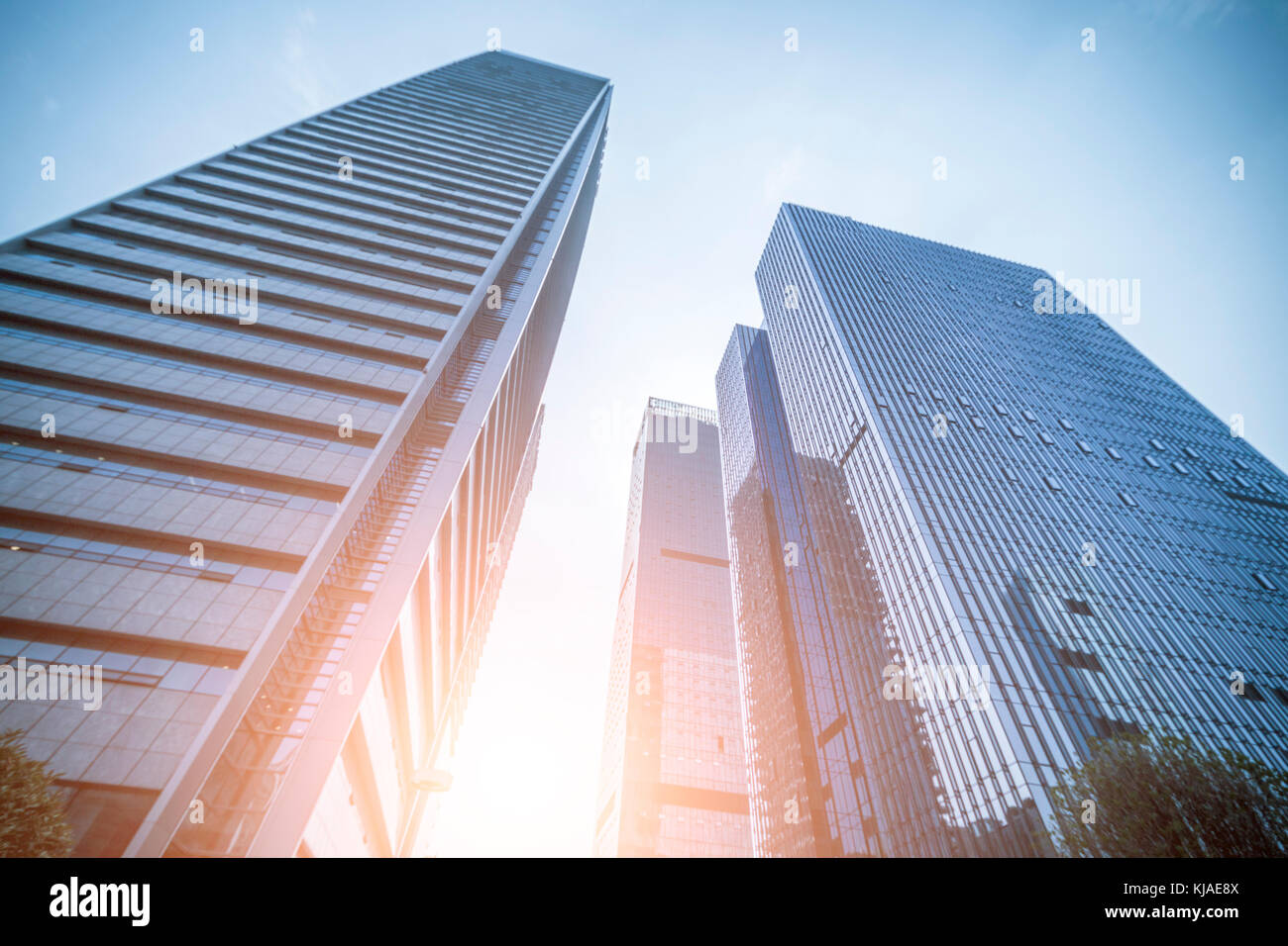 Bottom view of office building window close up Stock Photo - Alamy