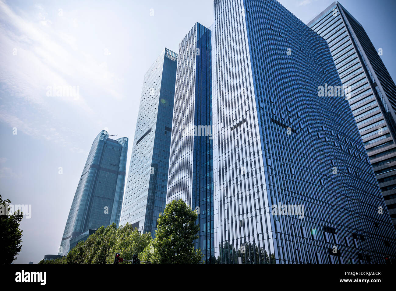 Bottom view of office building window close up Stock Photo - Alamy