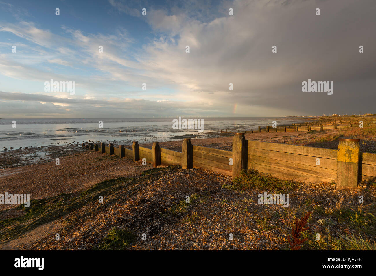 Rainbow at Seasalter beach, Whitstable, Kent UK Stock Photo - Alamy