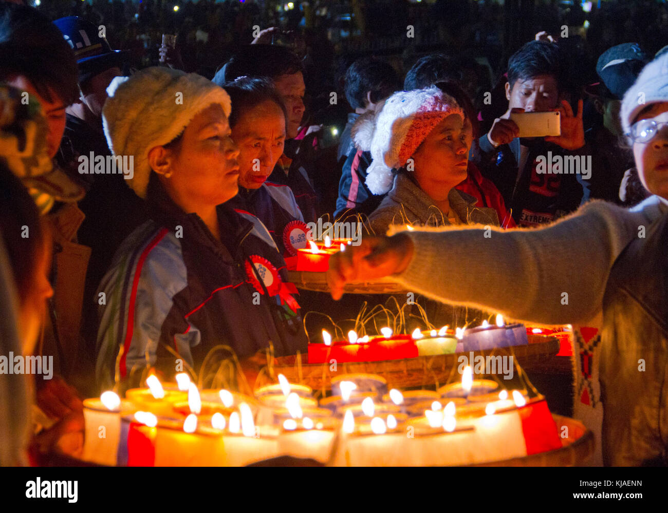 A balloon team prepares candles during the annual Taunggyi Fire Balloon ...
