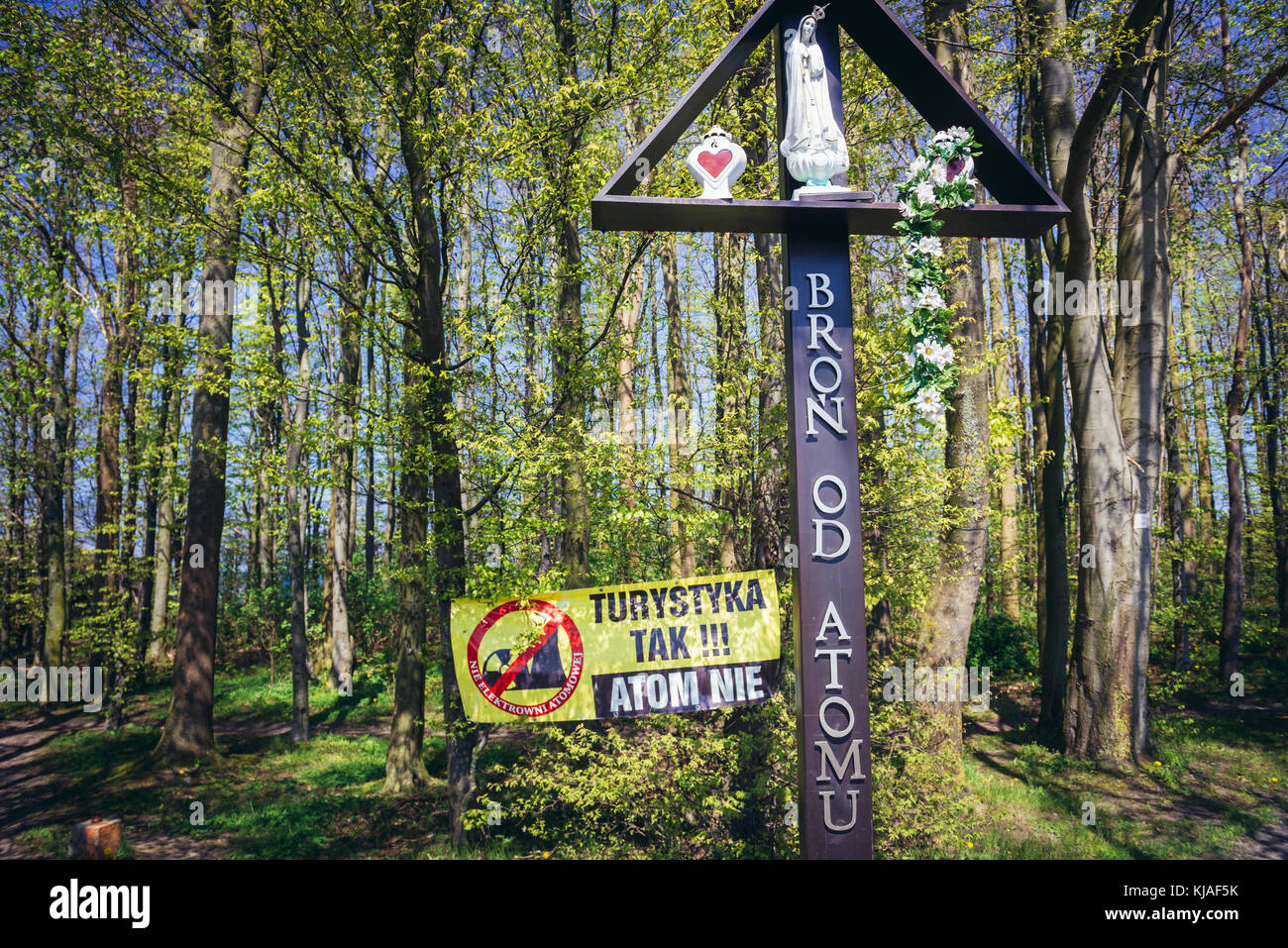 "Protect from the atom" cross and "Tourism yes. Atom no" banner in ...