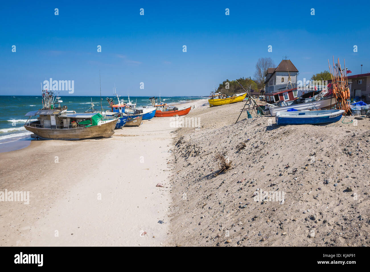 Fishing harbor in Chlopy village, Koszalin County in West Pomeranian ...