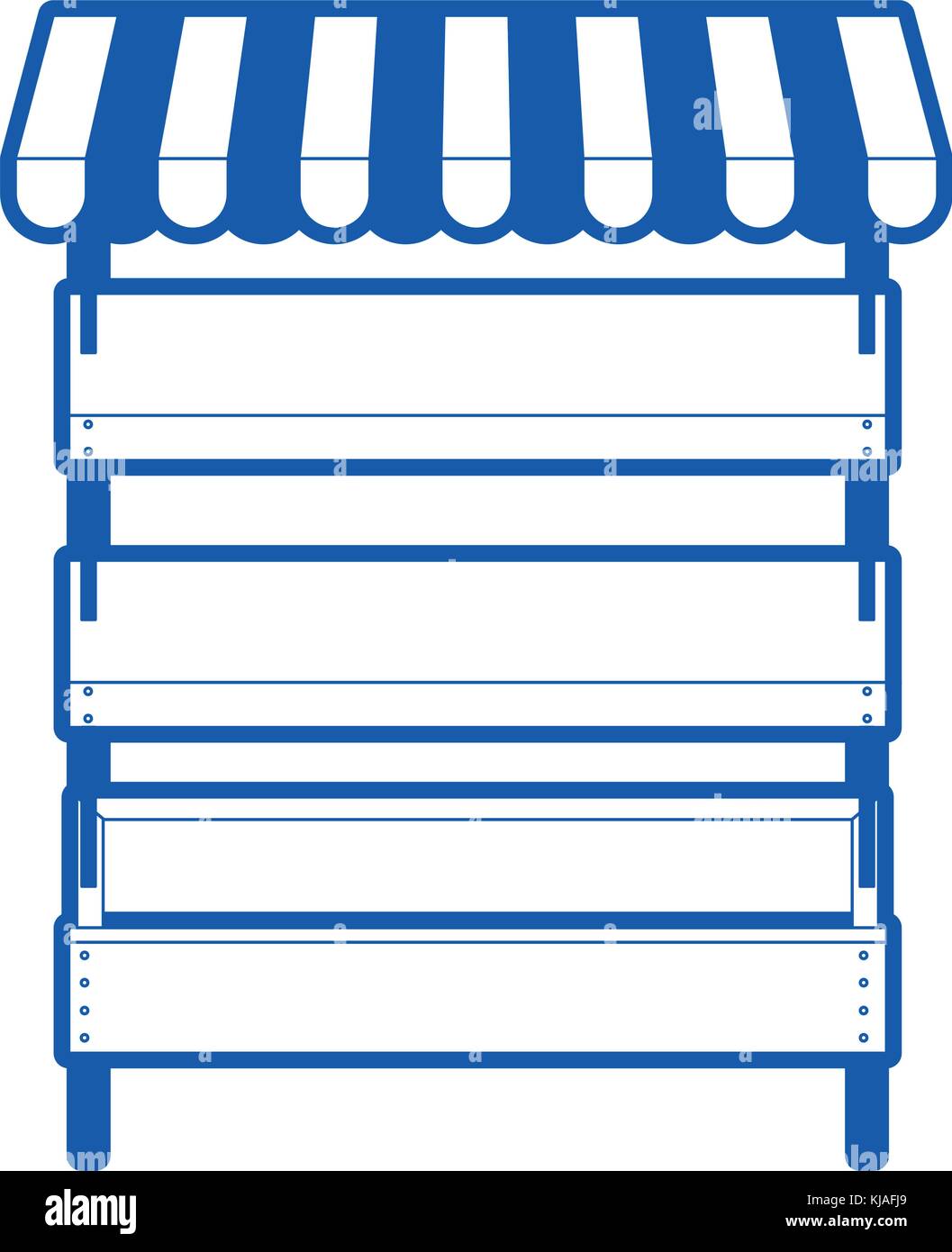 supermarket shelves empty with three levels and sunshade in blue ...