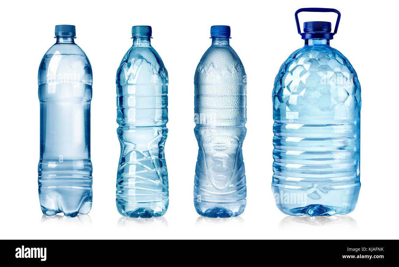 four water bottles isolated on white background Stock Photo - Alamy
