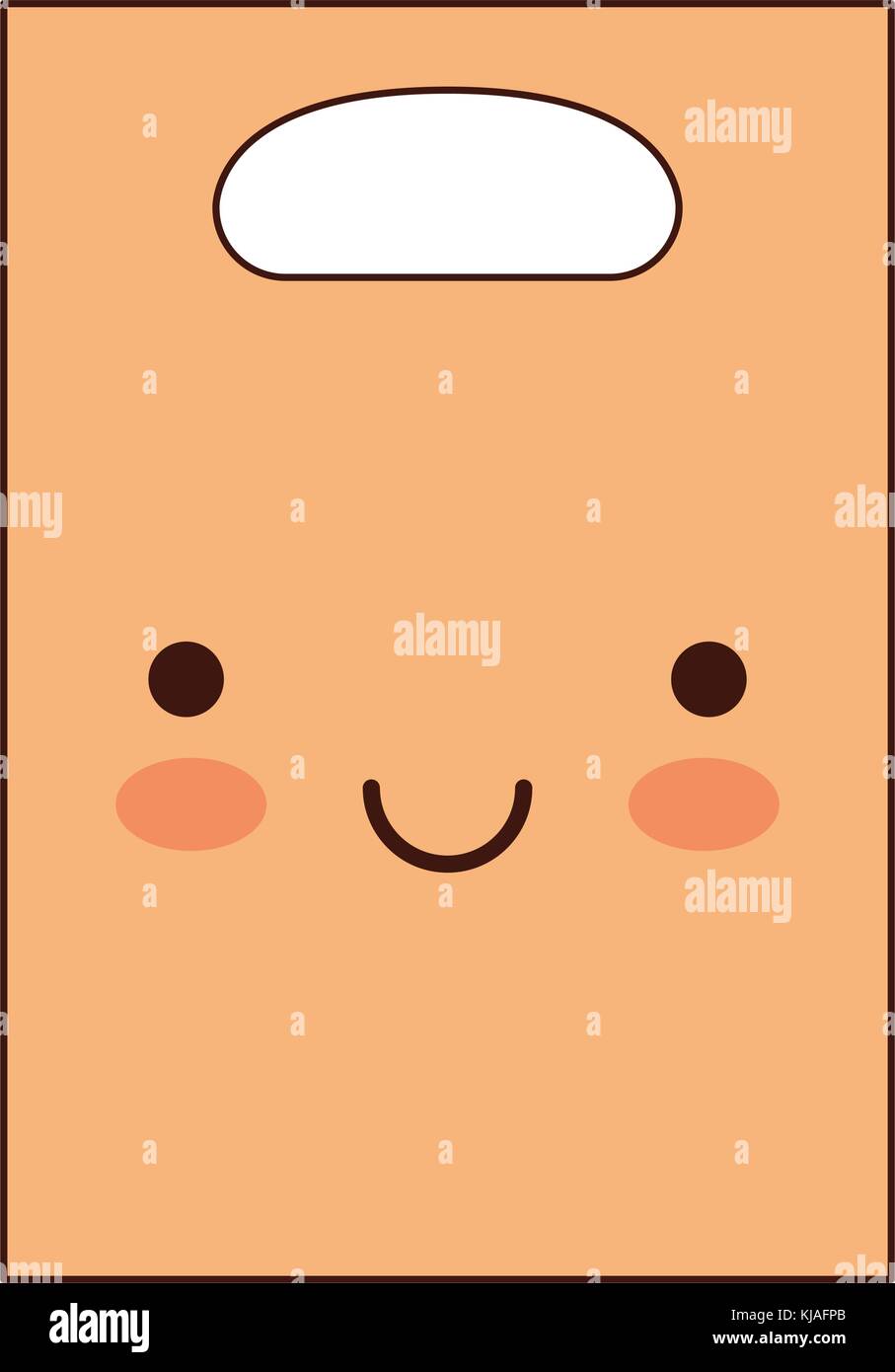 kawaii paper bag with handle in colorful silhouette Stock Vector Image ...