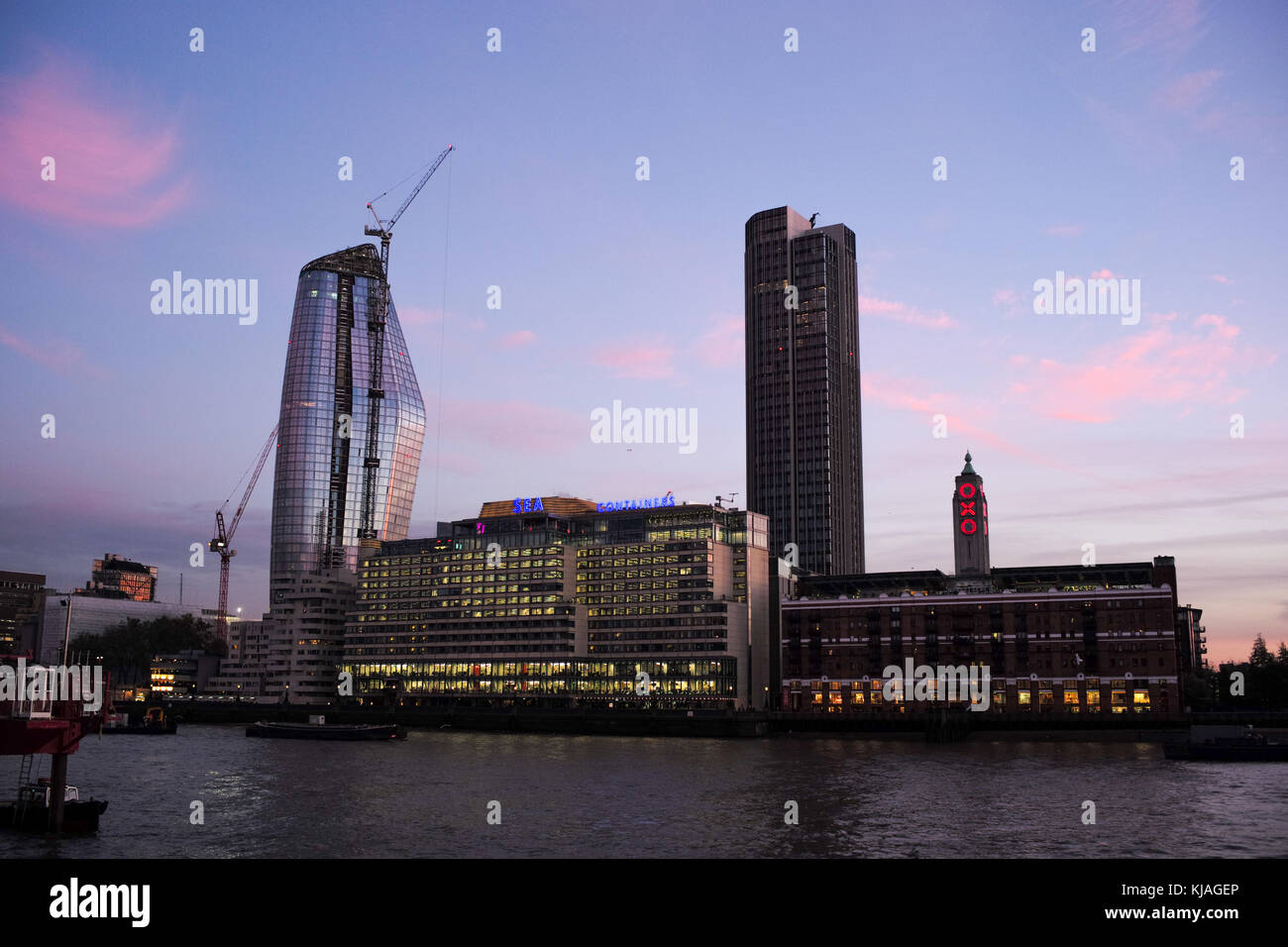 Sea Container House building and OXO in London with river Thames in ...