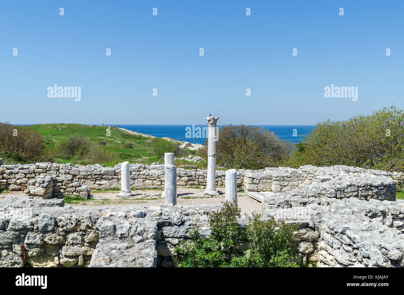 the ruins of an ancient city. Khersones, Crimea, Ukraine Stock Photo ...