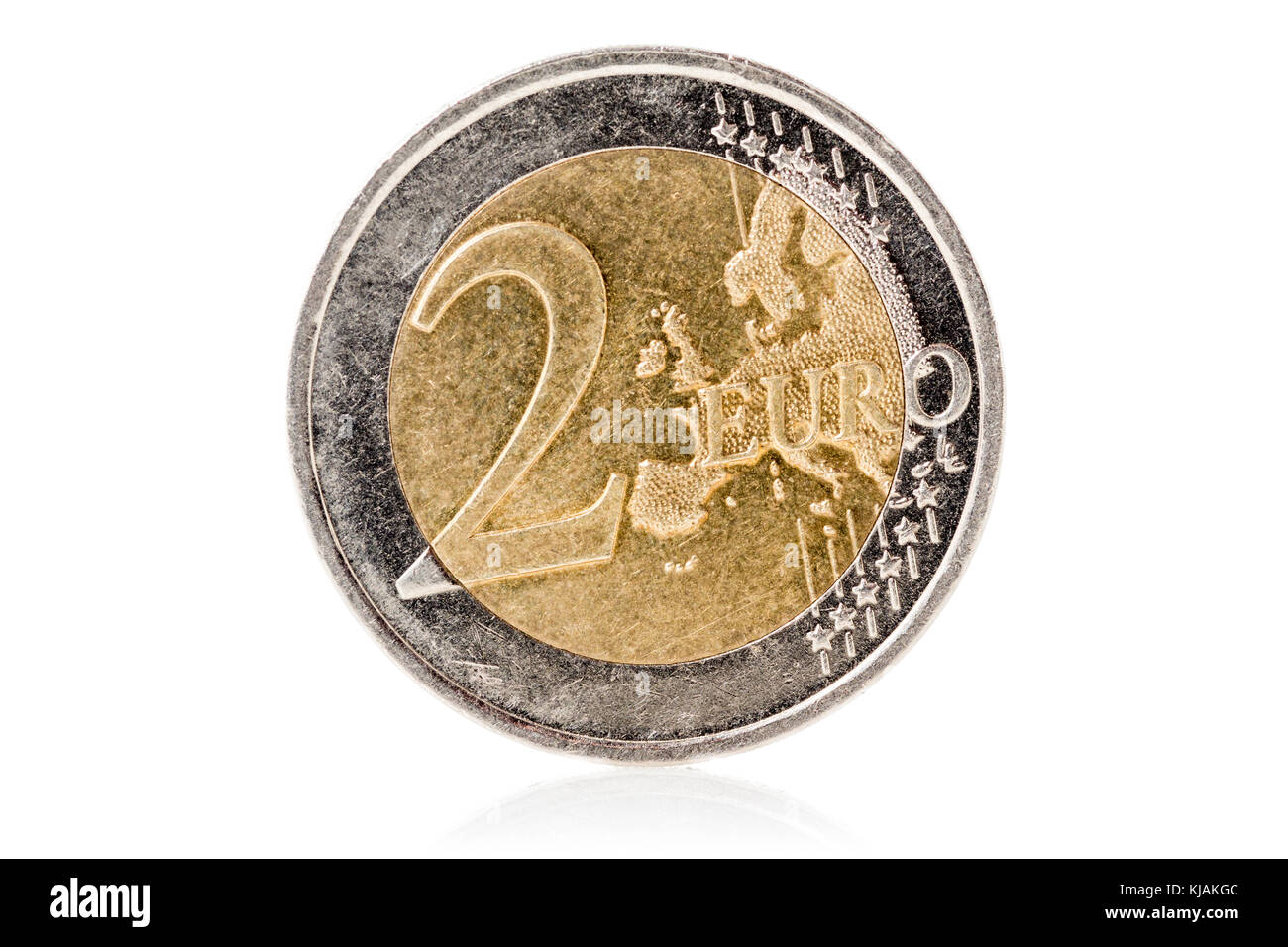 European coin of Two euros, isolated on a white background Stock Photo ...