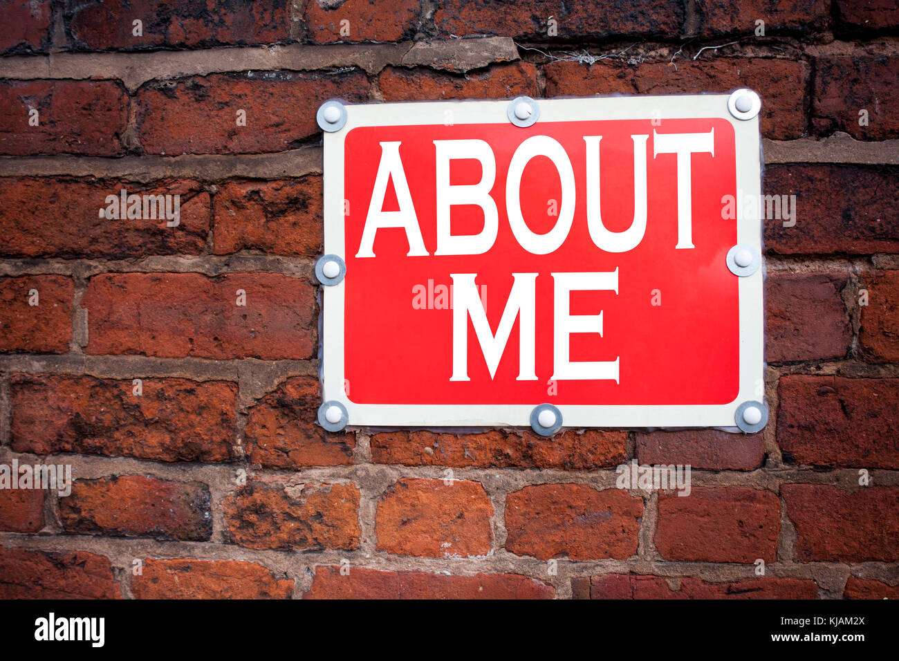 Hand writing text caption inspiration showing About Me concept meaning ...