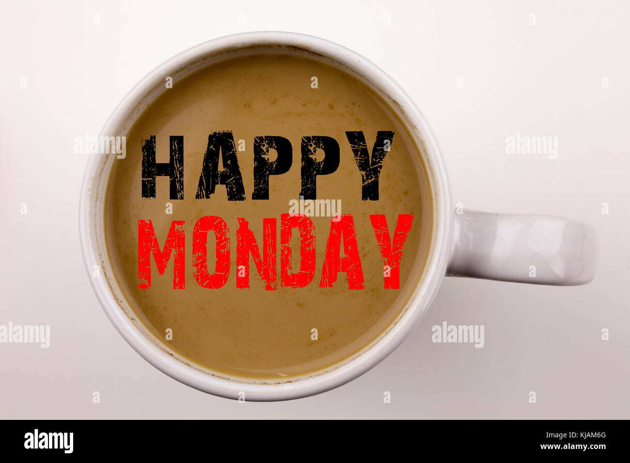 Word, writing Happy Monday text in coffee in cup. Business concept for ...