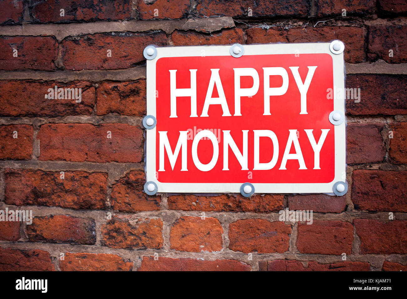Hand writing text caption inspiration showing Happy Monday concept ...