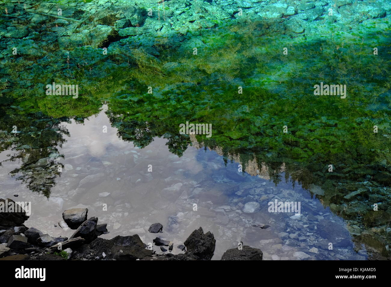 Colors of the Five-Color Pond in Jiuzhaigou valley Stock Photo - Alamy