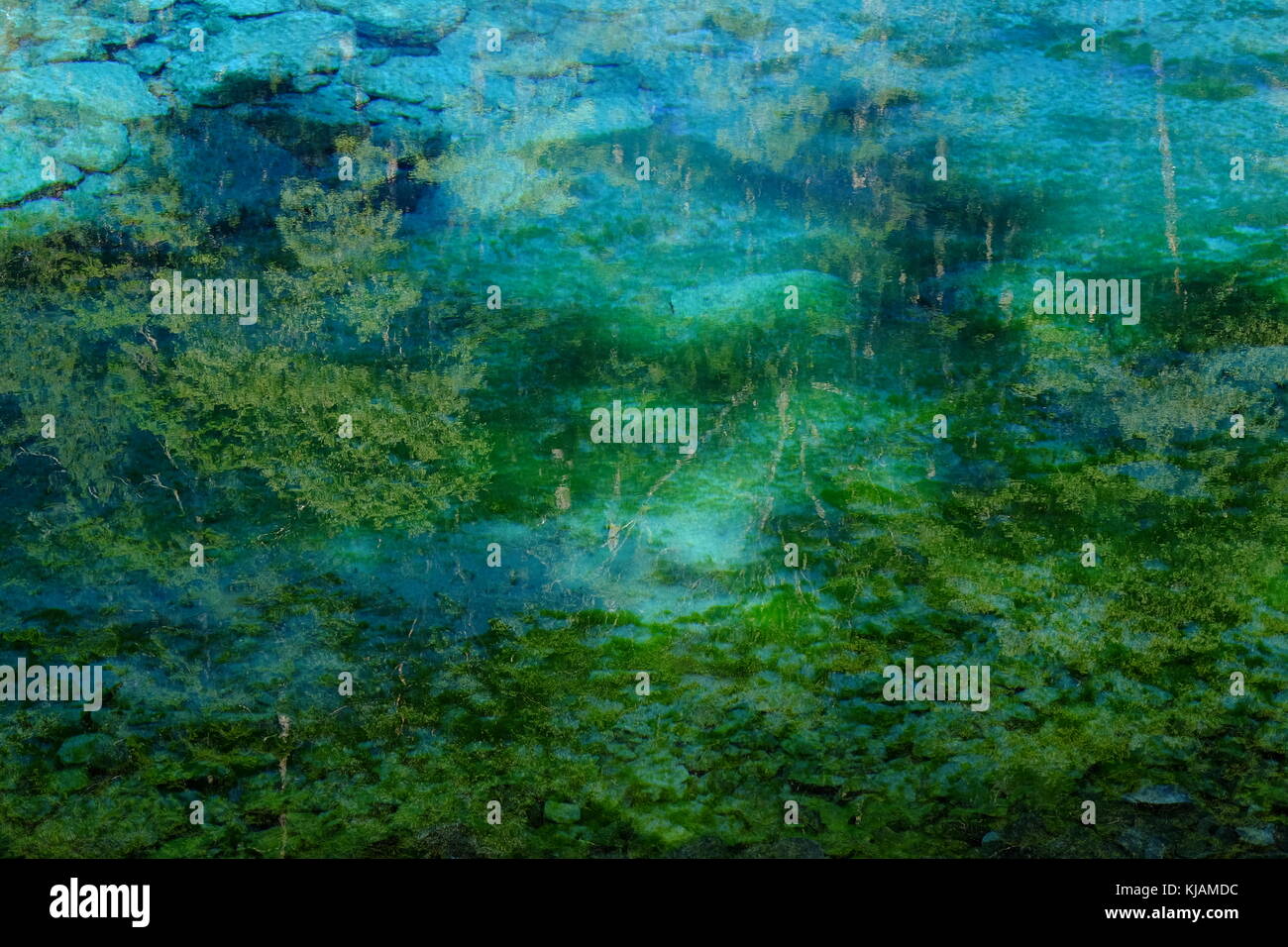 Colors of the Five-Color Pond in Jiuzhaigou valley Stock Photo - Alamy