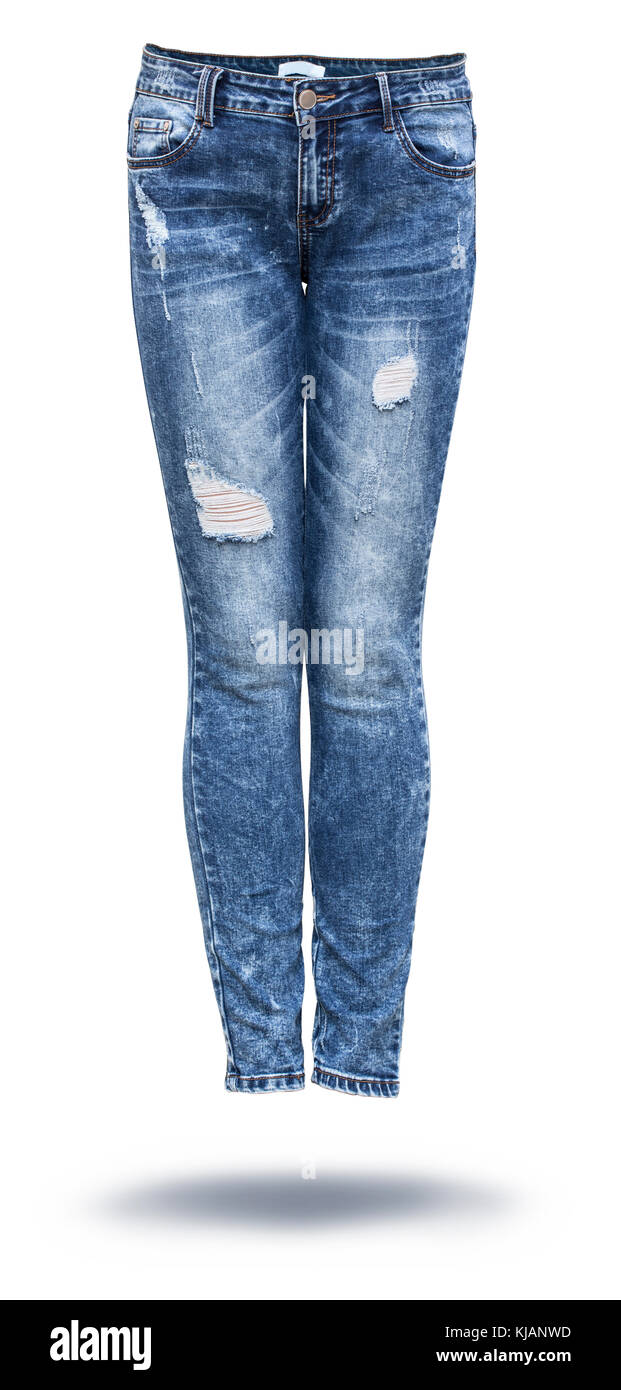 woman jeans in white background Stock Photo - Alamy