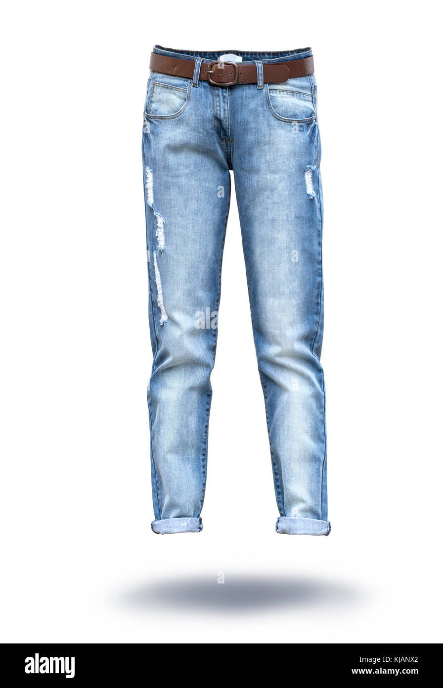 Woman in denim blue Cut Out Stock Images & Pictures - Alamy