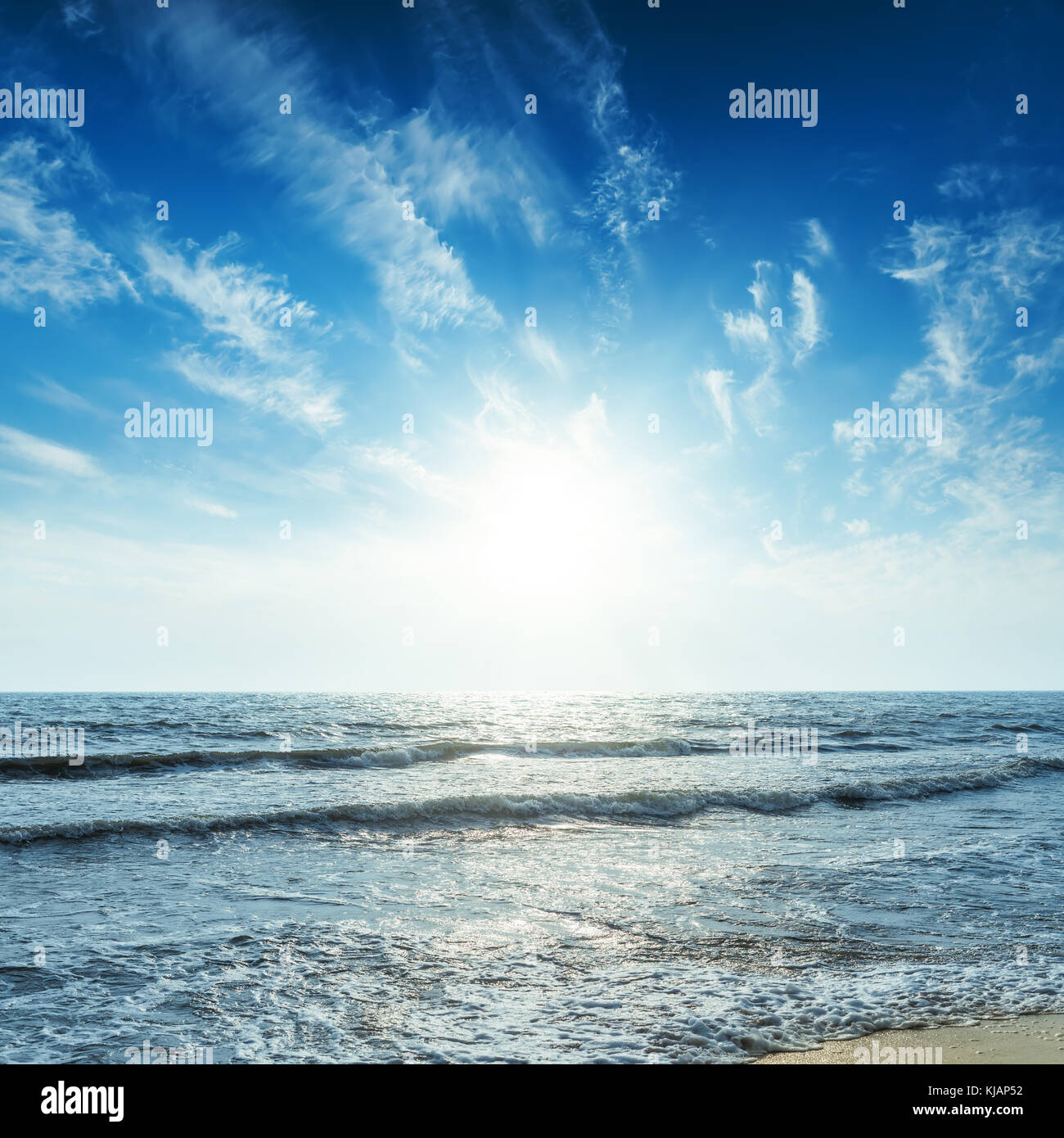 blue sky with sunset over sea Stock Photo - Alamy