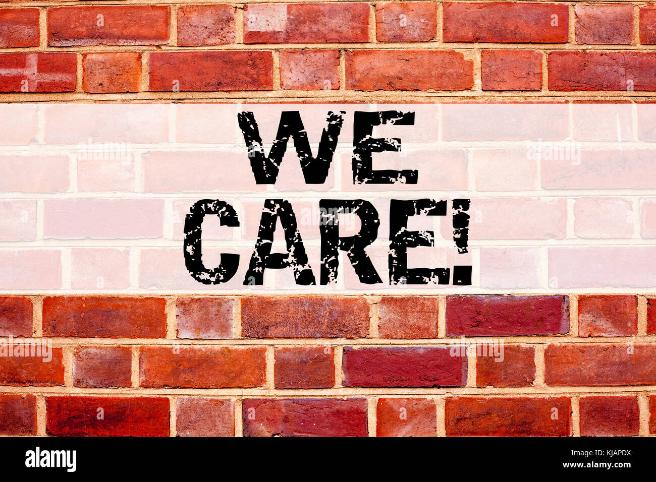 Conceptual announcement text caption inspiration showing We Care ...