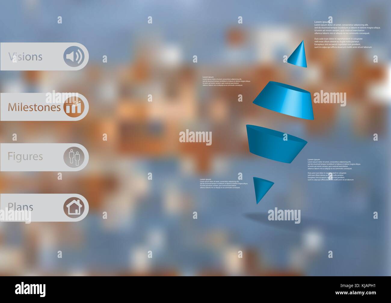 3D illustration infographic template with motif of two spike cone ...
