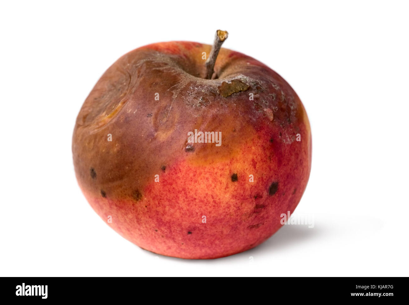 Old rotten apple on white isolated background, unhealthy to eat Stock ...