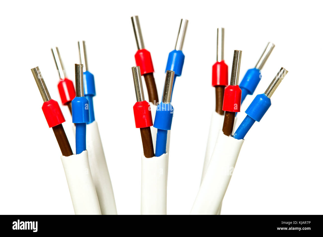 Closeup of electric wires on white background Stock Photo - Alamy