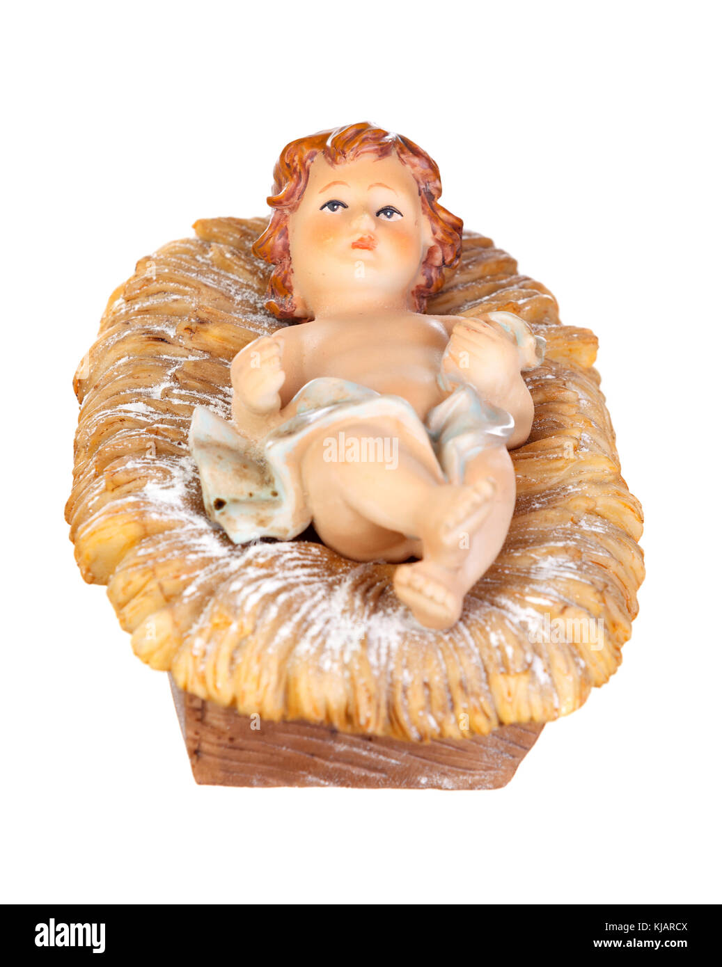 Baby Jesus Christmas rustic isolated on a white background Stock Photo ...