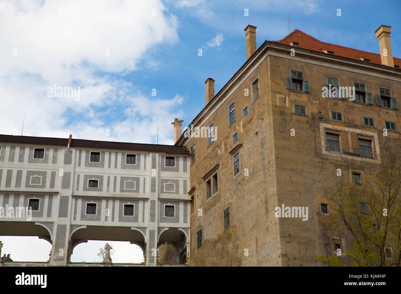 Famous castle bridge in Cesky Krumlov, Czech republic, Europe Stock ...