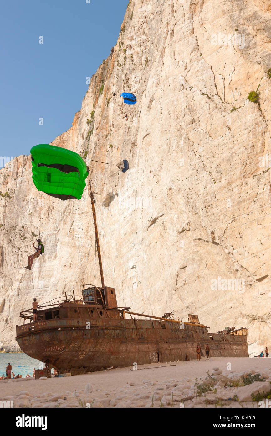 29th August 2015, base jump in the famous beach with an old shipwreck ...