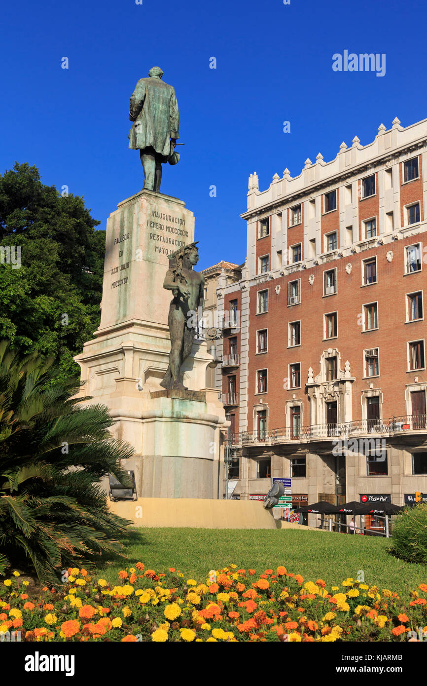 Monument, Alameda Principal Street, Malaga City, Andalusia, Spain ...