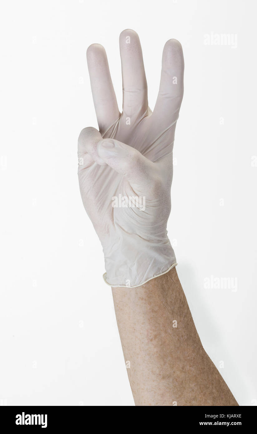 Three finger hand gesture sign hi-res stock photography and images - Alamy