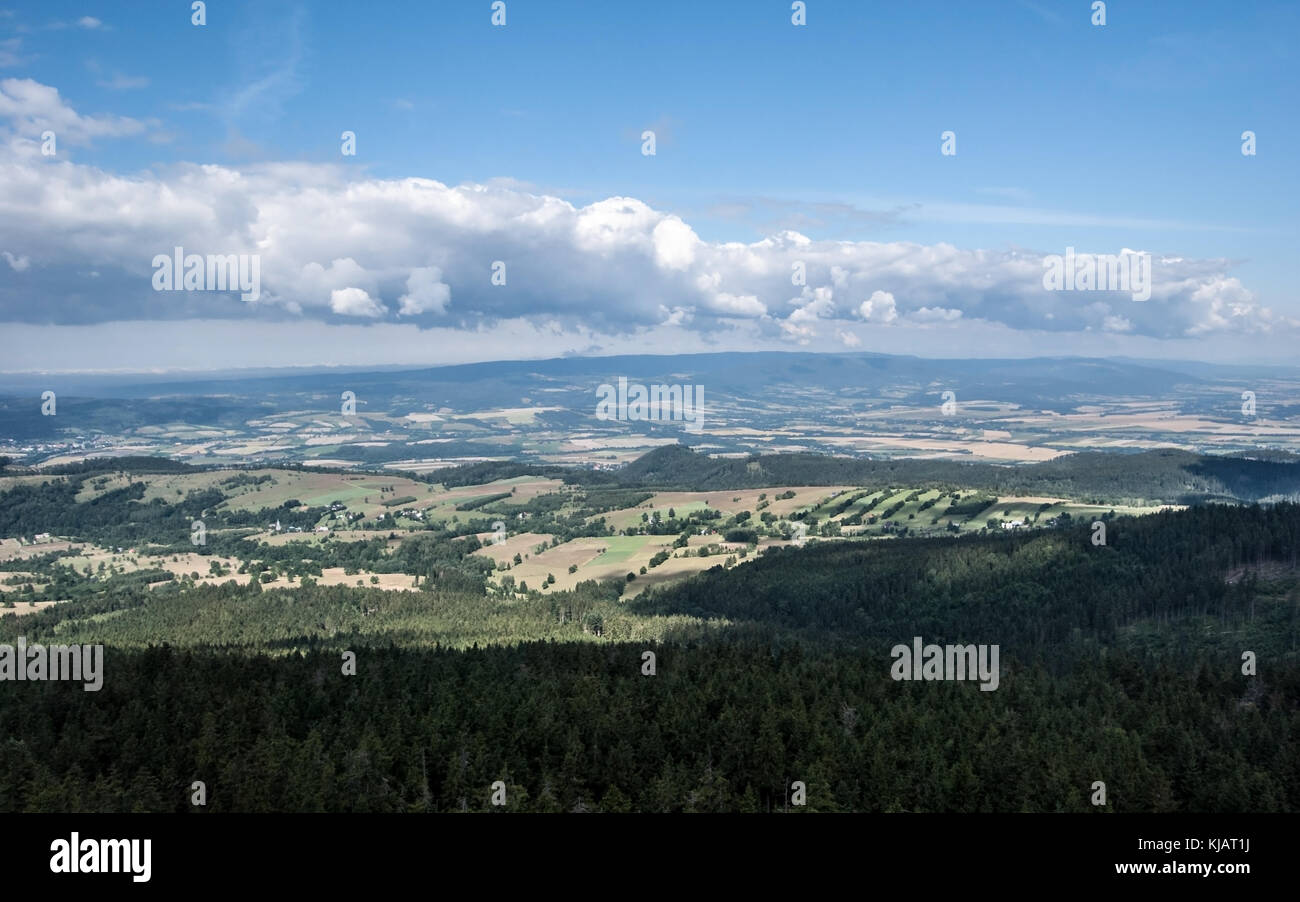 beautiful landscape of moravian - bohemian borders with countryside ...