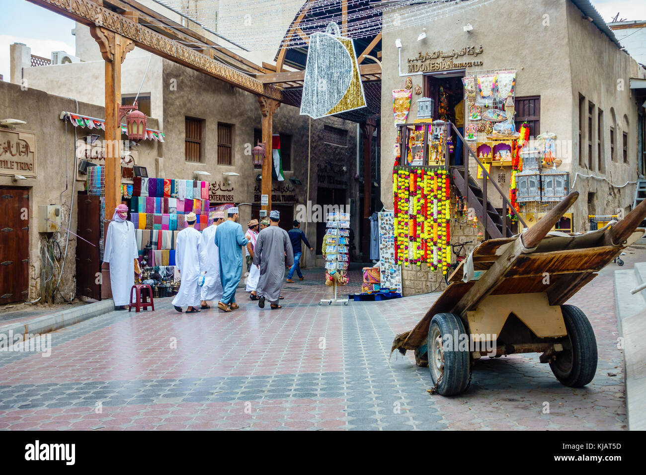 Dubai, UAE, january 29, 2016: Shopping street at Dubai Textile Souk in ...