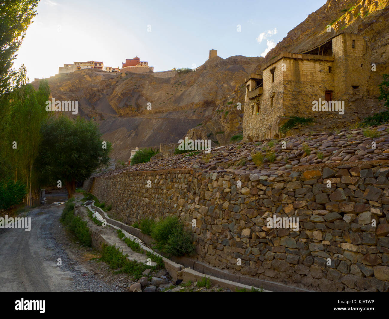 traditional house - Sham Valley trek landscape - Ladakh India Stock ...