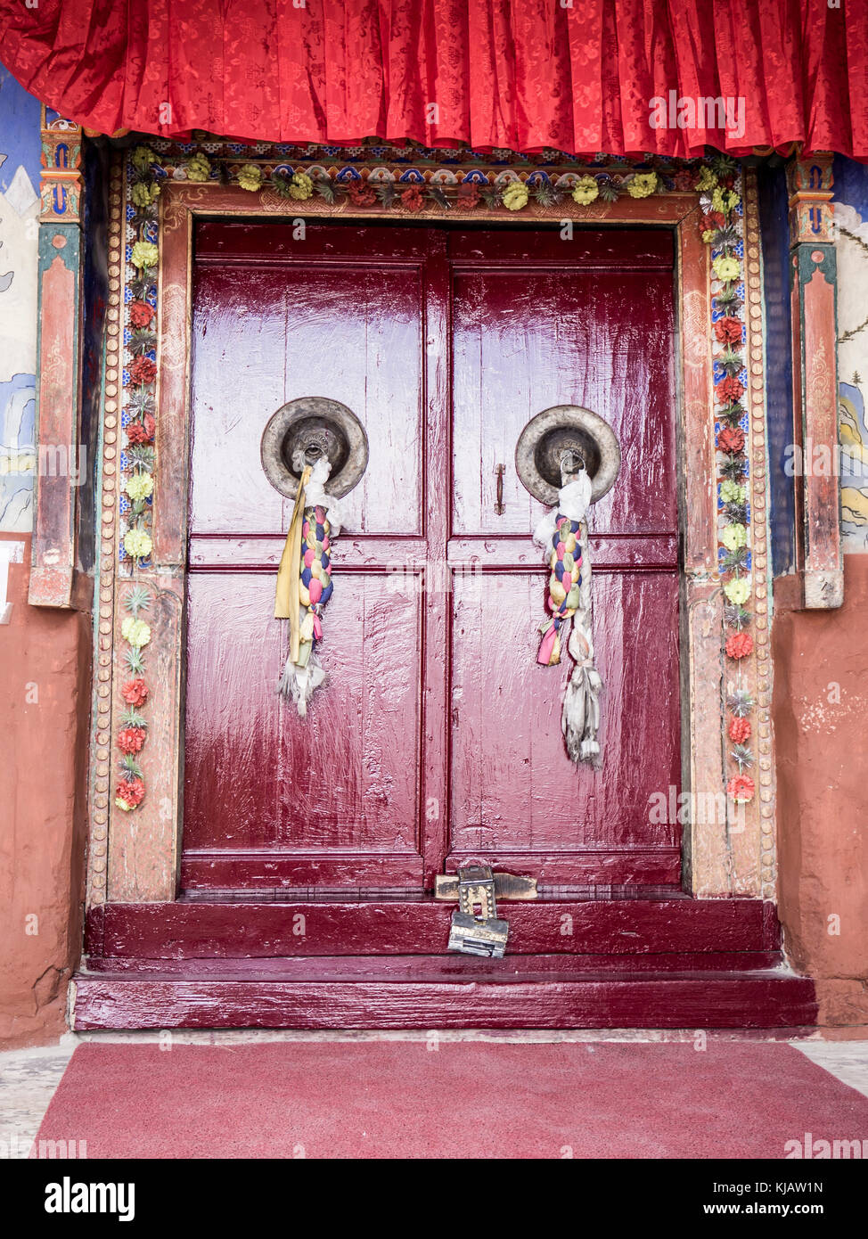 Buddhist monastery doors in Ladakh India Stock Photo - Alamy