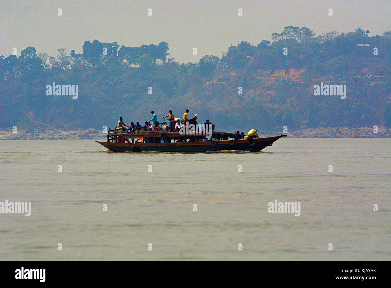 Ferry boat over bramhaputra river, Assam , India Stock Photo - Alamy