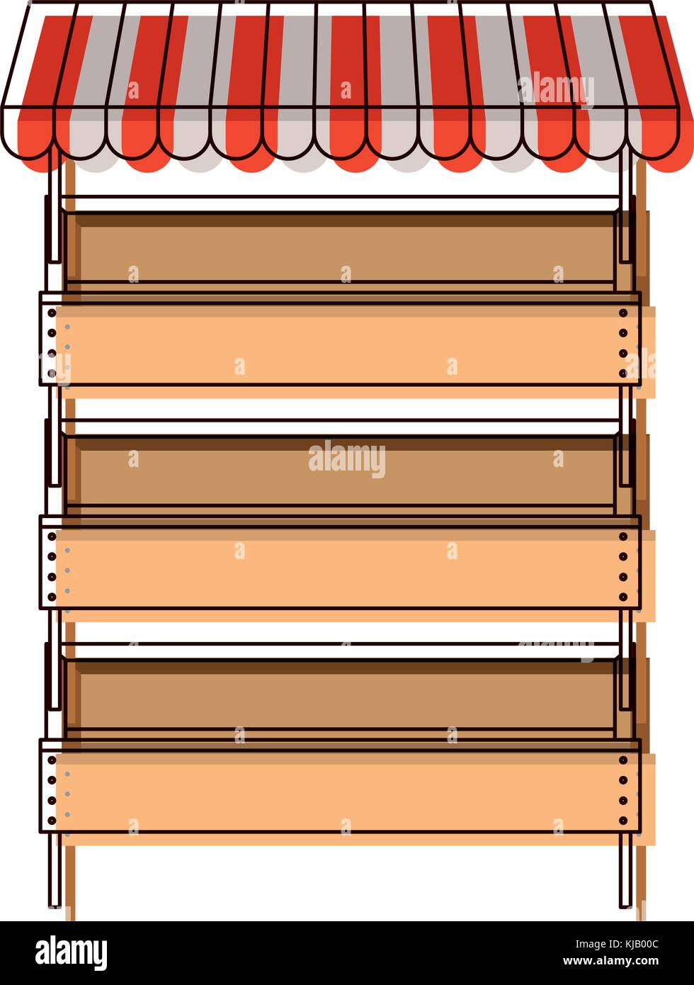 supermarket shelves with big storage with three levels and sunshade in ...