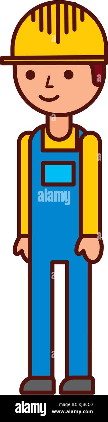 logistic worker man cartoon with uniform and helmet Stock Vector Image ...