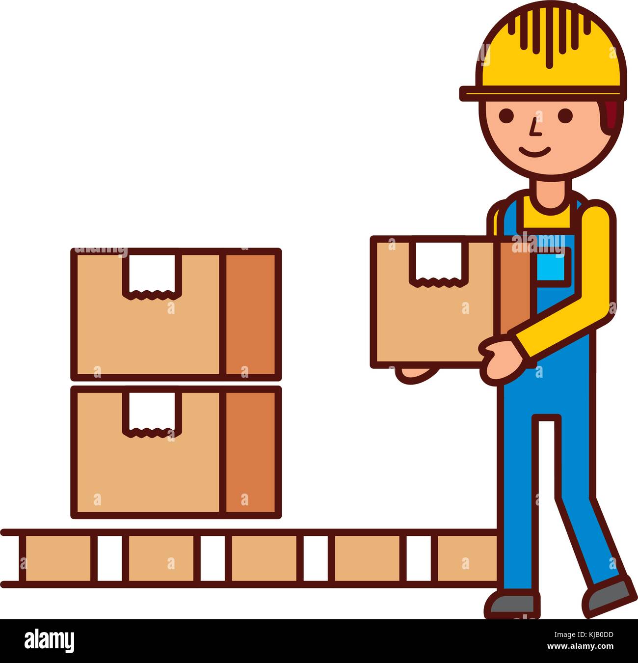 logistic delivery man character holding parcel storage Stock Vector ...