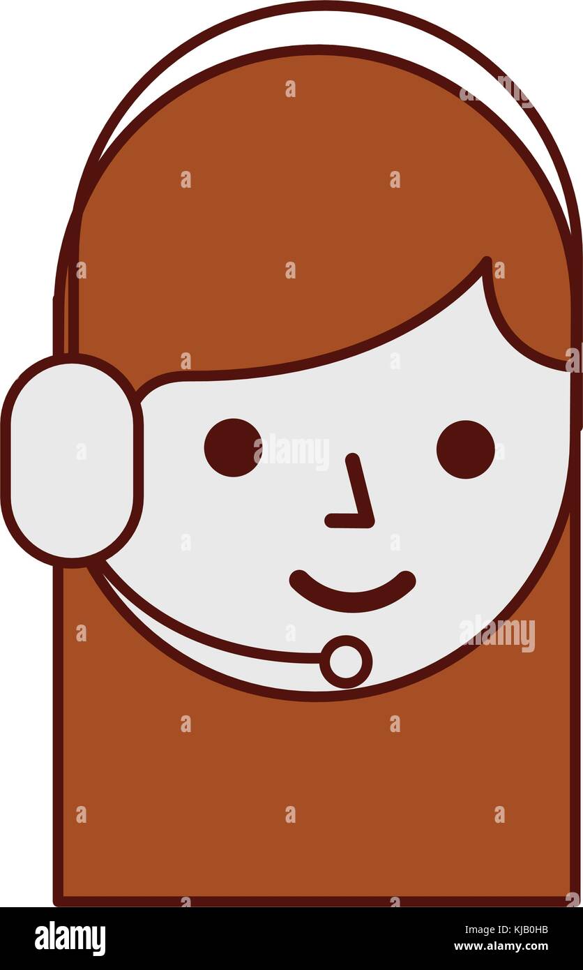 cartoon operator call center using headphones microphone Stock Vector ...