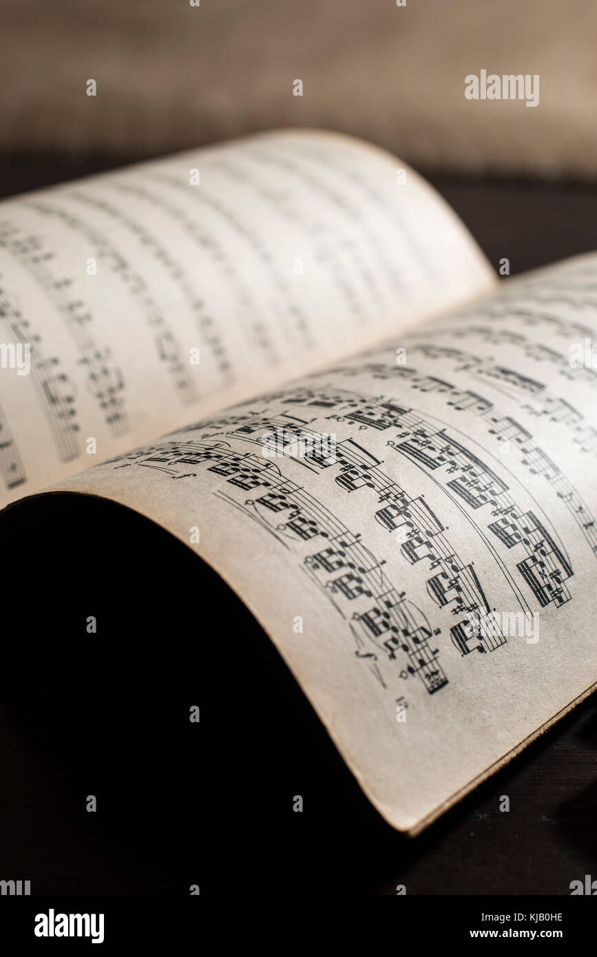 Music notation book. Page with music notes. Vinatge pages Stock Photo ...