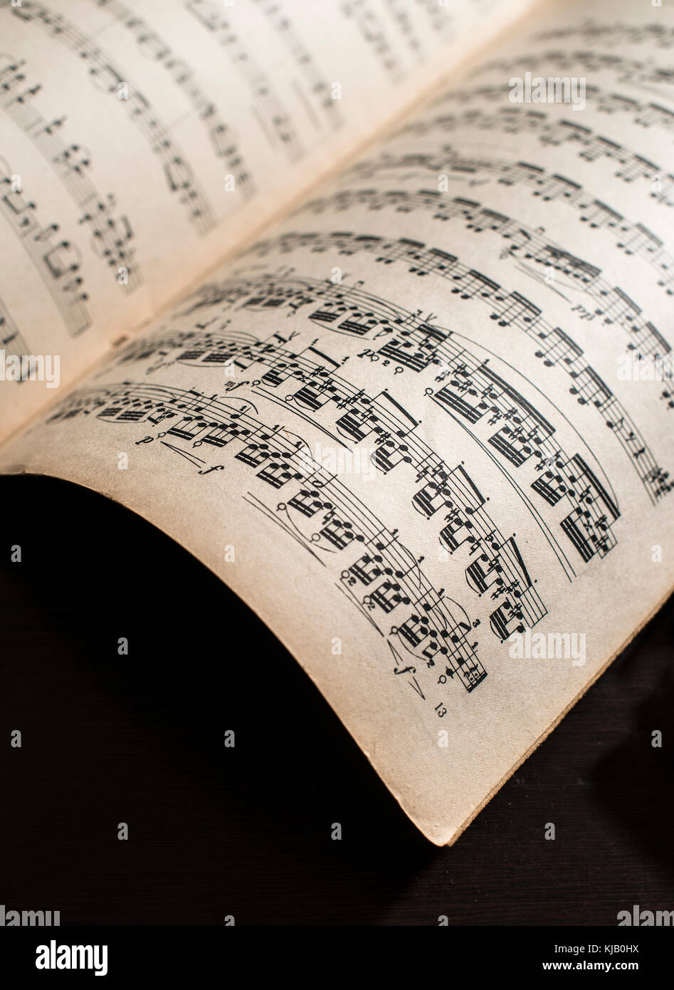 Music notation book. Page with music notes. Vinatge pages Stock Photo ...